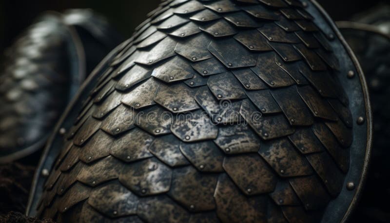 Rusty Suit of Armor, Shield in Row Generated by AI Stock Illustration ...