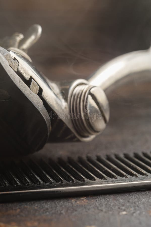 On a Rusty Surface are Old Barber Tools. Vintage Manual Hair Clipper ...