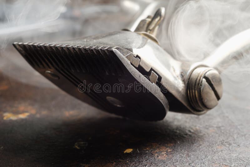 On a Rusty Surface are Old Barber Tools. Vintage Manual Hair Clipper ...