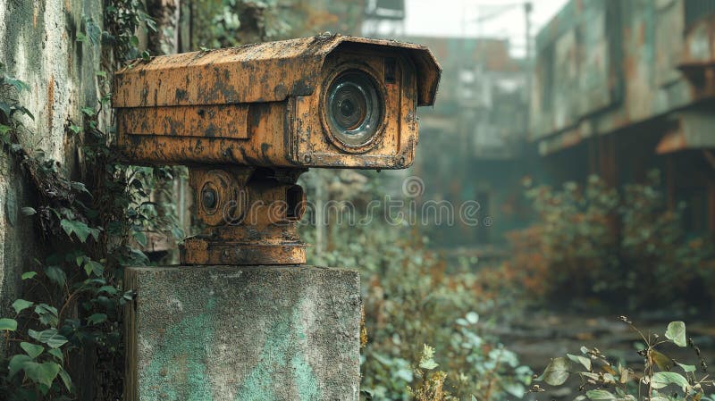 Rusty Surveillance Camera in Post-Apocalyptic Urban Setting Generative ...