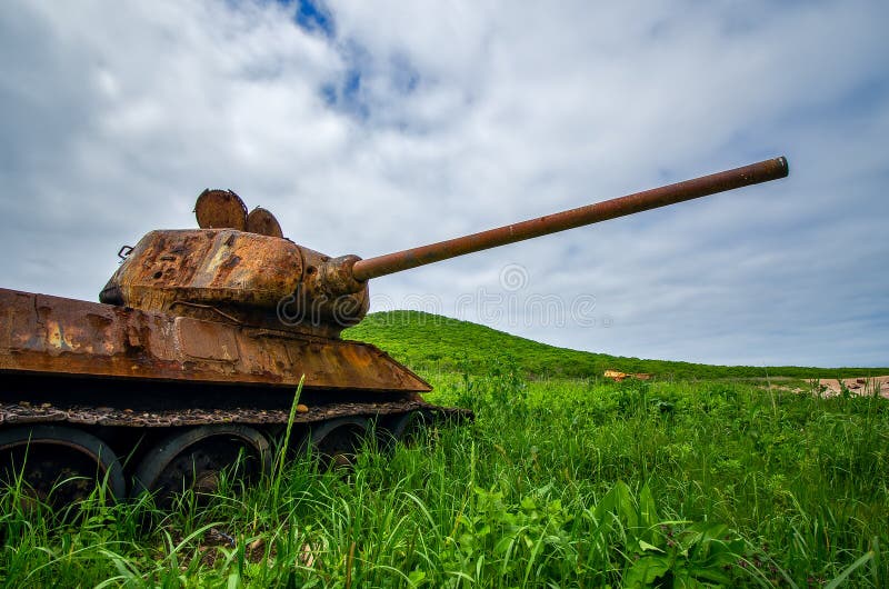 Old, Rusty Tank from Falkland War Stock Photo - Image of monument ...