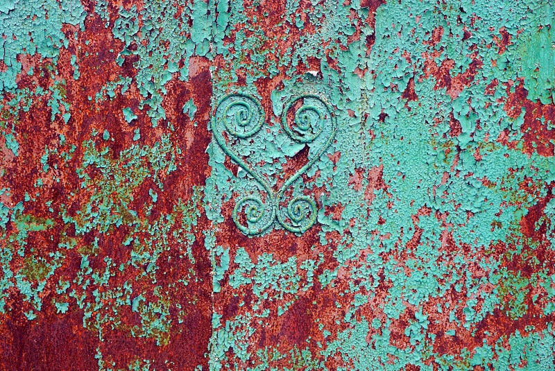 Rusty Texture of a Green Iron Wall with a Pattern Stock Image - Image ...