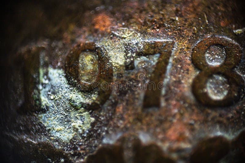 Rusty Texture and Inscription 1978 on an Old Coin in Macro Stock Photo ...