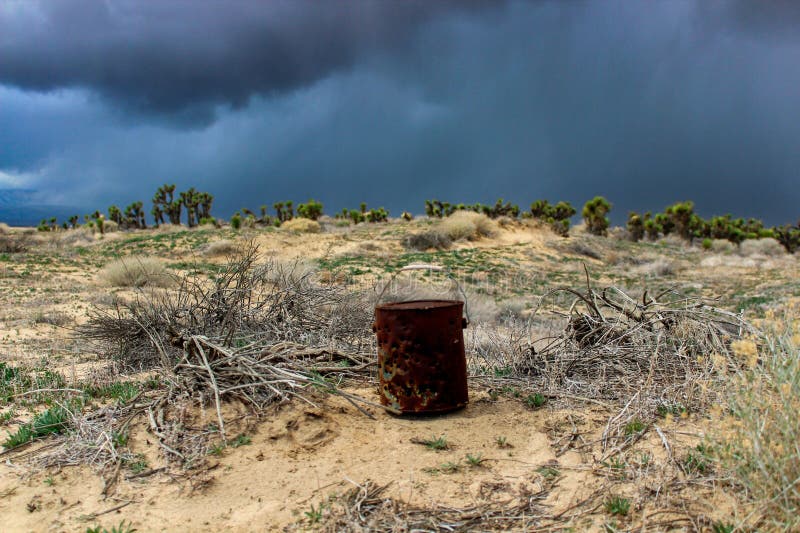 Rusty Tin Can in the Middle of a Deserted Field, Used for Target ...
