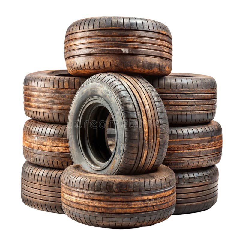 Rusty Tires Stack Isolated on White Background Stock Illustration ...