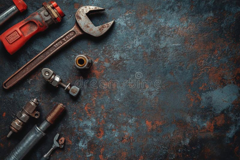Rusty Tools on a Metal Surface Stock Illustration - Illustration of ...