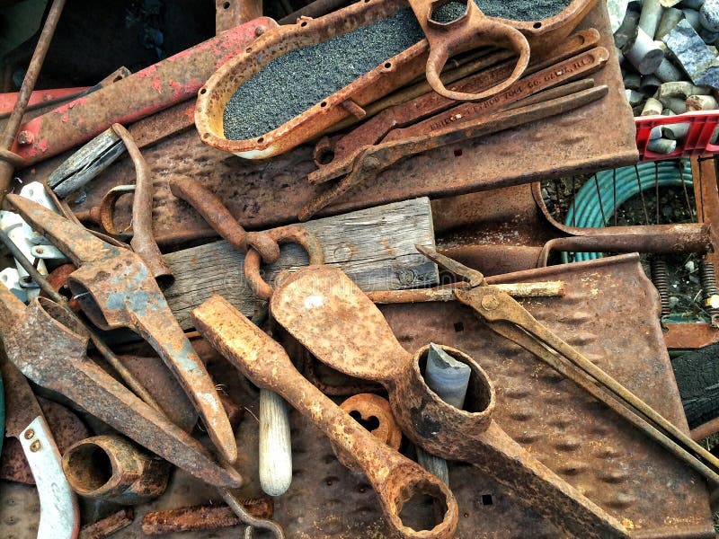 Rusty tools still stock photo. Image of tools, farm, farmtools - 76159898