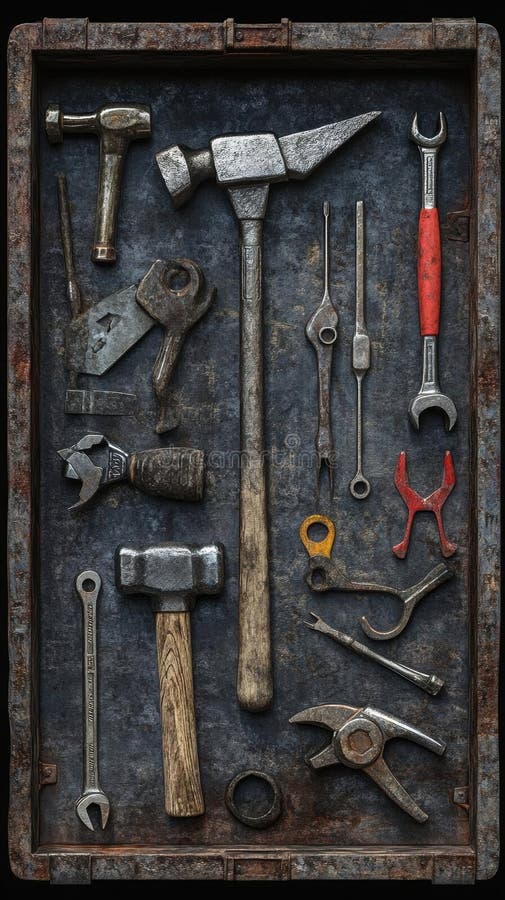Rusty Tools in a Worn Wooden Toolbox Stock Photo - Image of metal ...