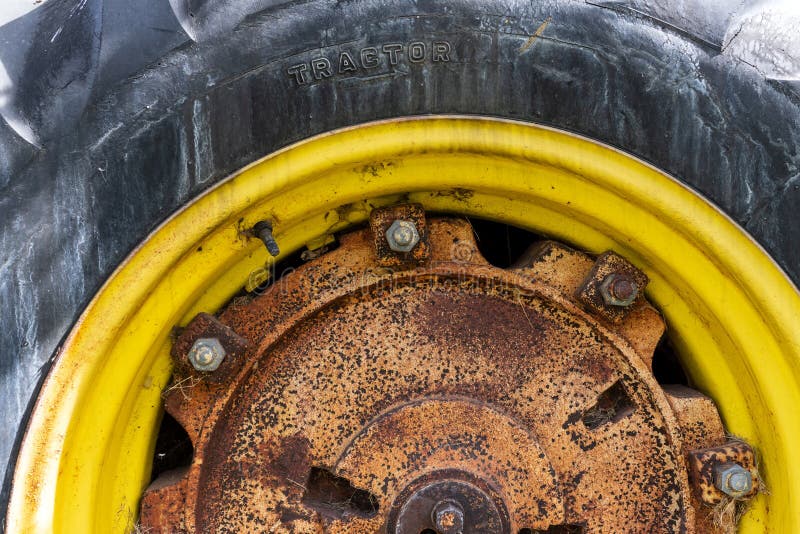 Rusty Tractor Rim and Tire Detail Stock Image - Image of abandoned ...