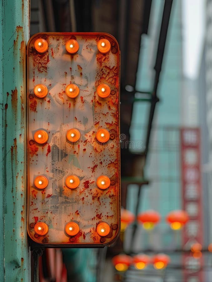 Rusty Traffic Light on Sign Stock Photo - Image of weathered, walkway ...