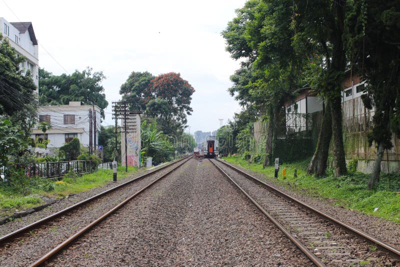 Rusty Train Tracks with Pebbles in Indonesia Railways Stock Image ...