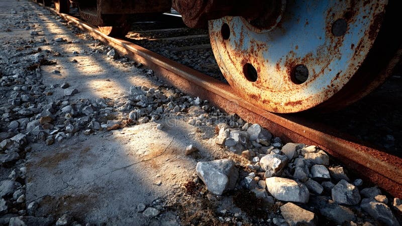 Rusty Train Wheel Resting on Decaying Track in Sunlight Stock Image ...