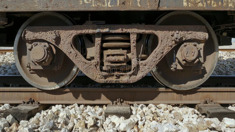 Rusty Train Wheels and Bogie Close-Up Stock Illustration - Illustration ...