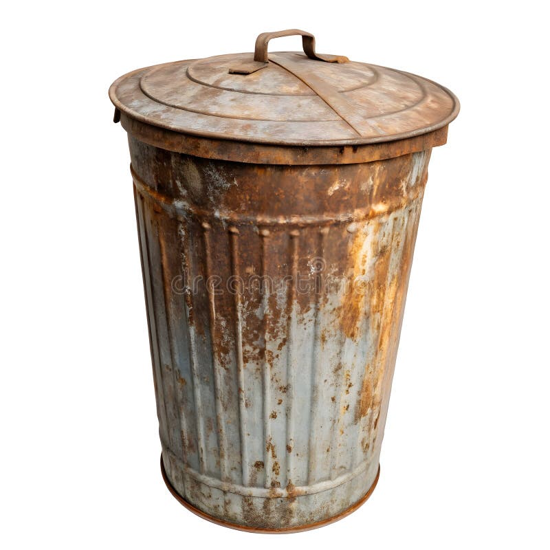 Rusty Trash Can Isolated on White Background Stock Illustration ...