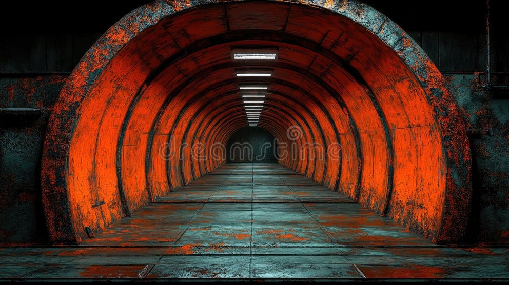 Rusty Tunnel Archway Leading into Darkness Stock Illustration ...