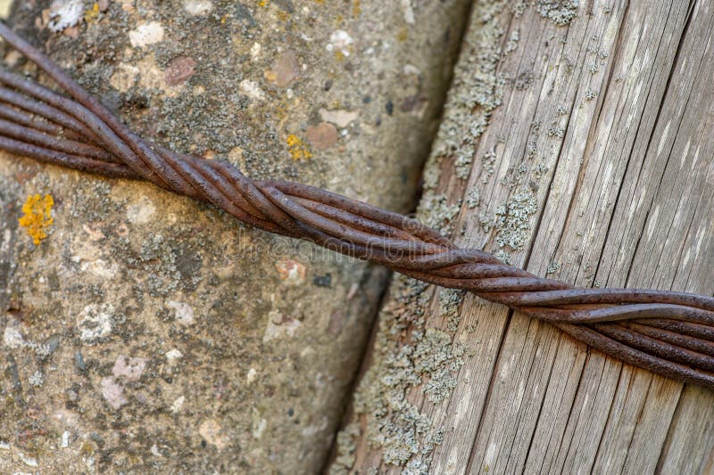 Twisted rusty wire stock photo. Image of danger, closeup - 146404320