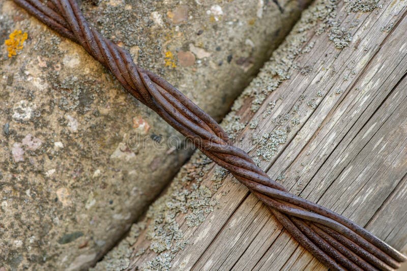 Twisted rusty wire stock photo. Image of fence, macro - 146404404