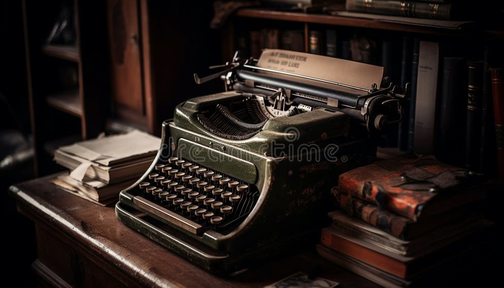 Rusty Typewriter on Wooden Desk Evokes Nostalgia Generated by AI Stock ...