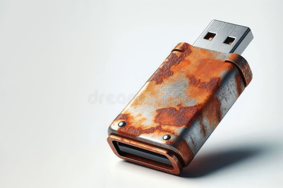 Rusty USB Flash Drive on a Light Background. Space for Text. Stock ...
