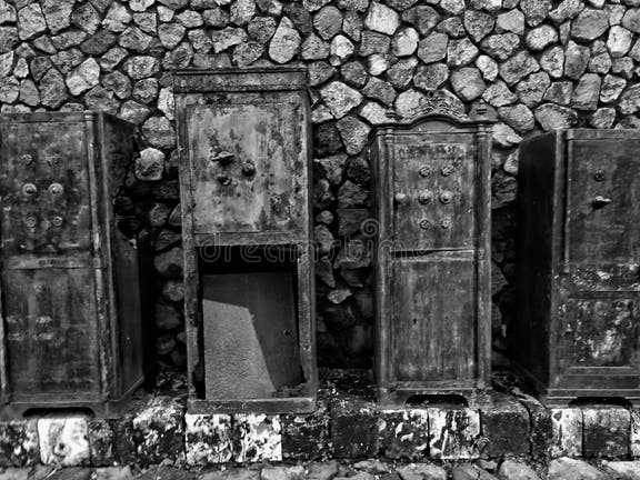 Rusty Vault in Black and White Stock Image - Image of vault, white ...