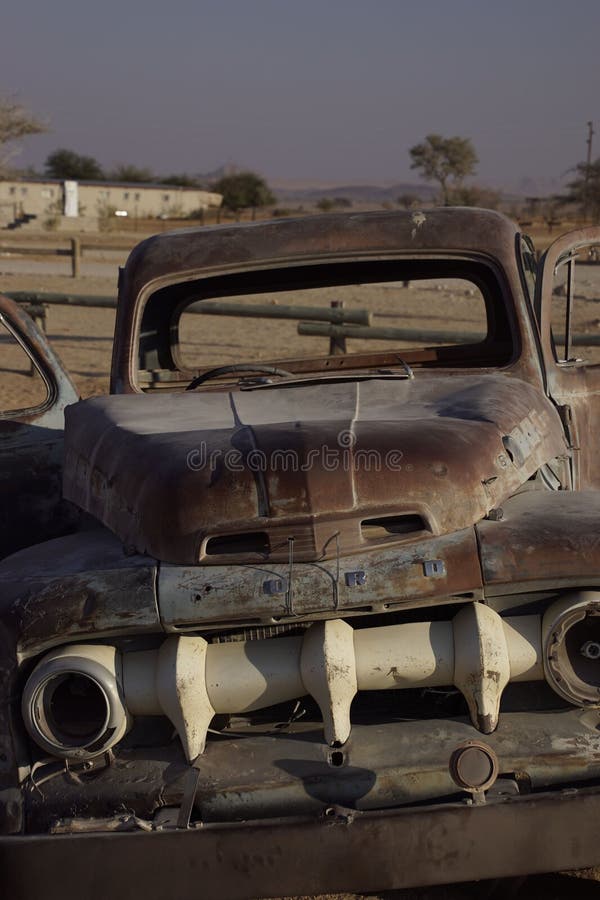 Rusty Vehicle in Namibian Desert Stock Image - Image of antique ...