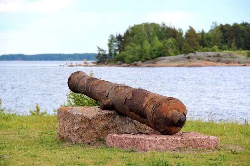 Very Old Rusty Cannon on the Bay Stock Photo - Image of industrial ...