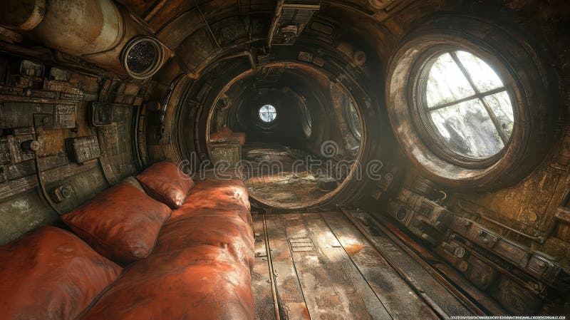 Rusty Vessel Interior, Sci-Fi Room Stock Image - Image of industrial ...