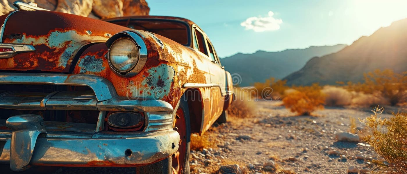 Rusty Vintage Car Desert Stock Illustrations – 421 Rusty Vintage Car ...