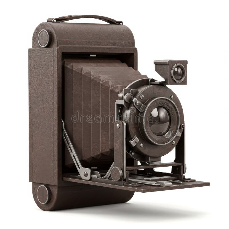 Rusty Vintage Folding Camera on White Background Stock Illustration ...