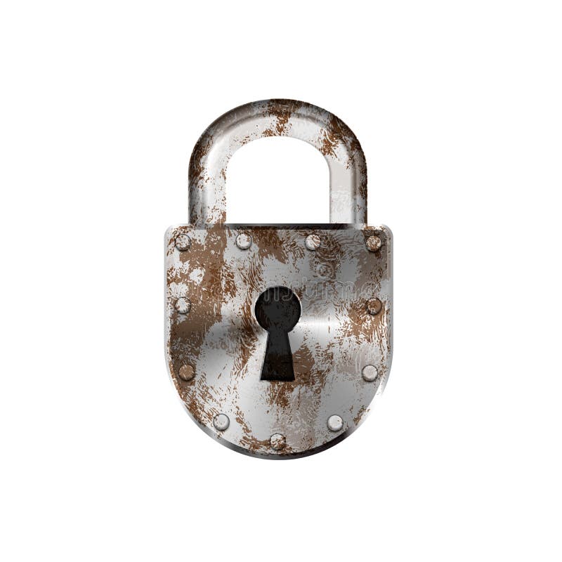 Rusty Vintage Metal Lock on White Stock Vector - Illustration of ...