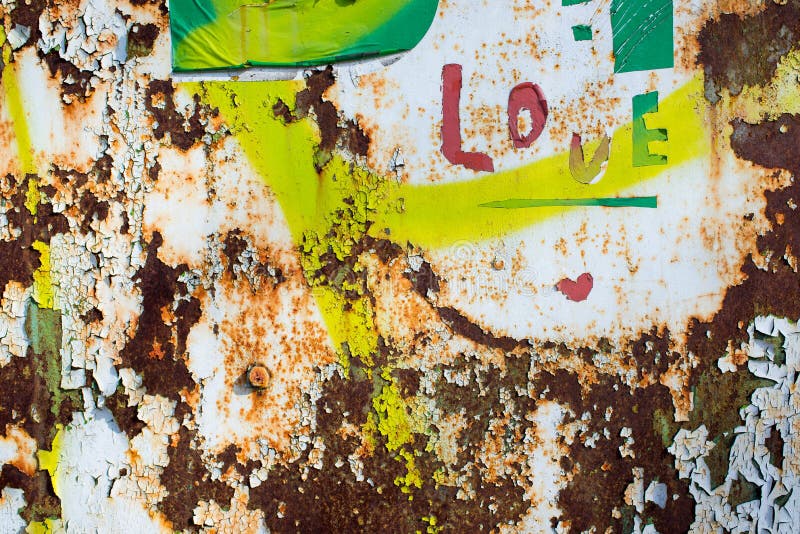 Rusty wall with label love stock photo. Image of paint - 66479524