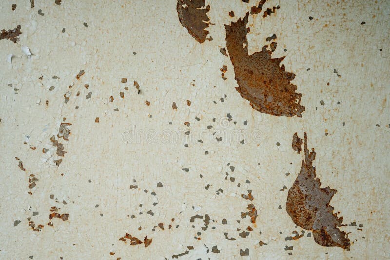 A Rusty Wall with White Paint, a Piece of Painted Metal with Protruding ...