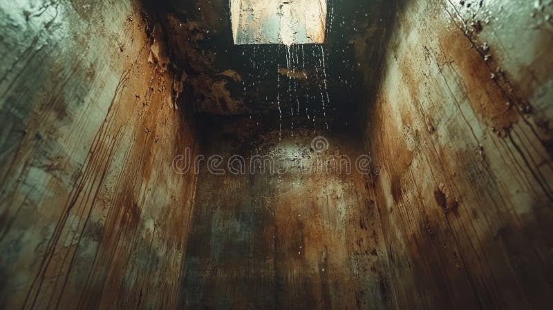 Rusty Walls with Dripping Rainwater from Ceiling. Stock Image - Image ...