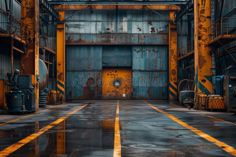 Rusty Warehouse Door in an Industrial Setting Stock Image - Image of ...