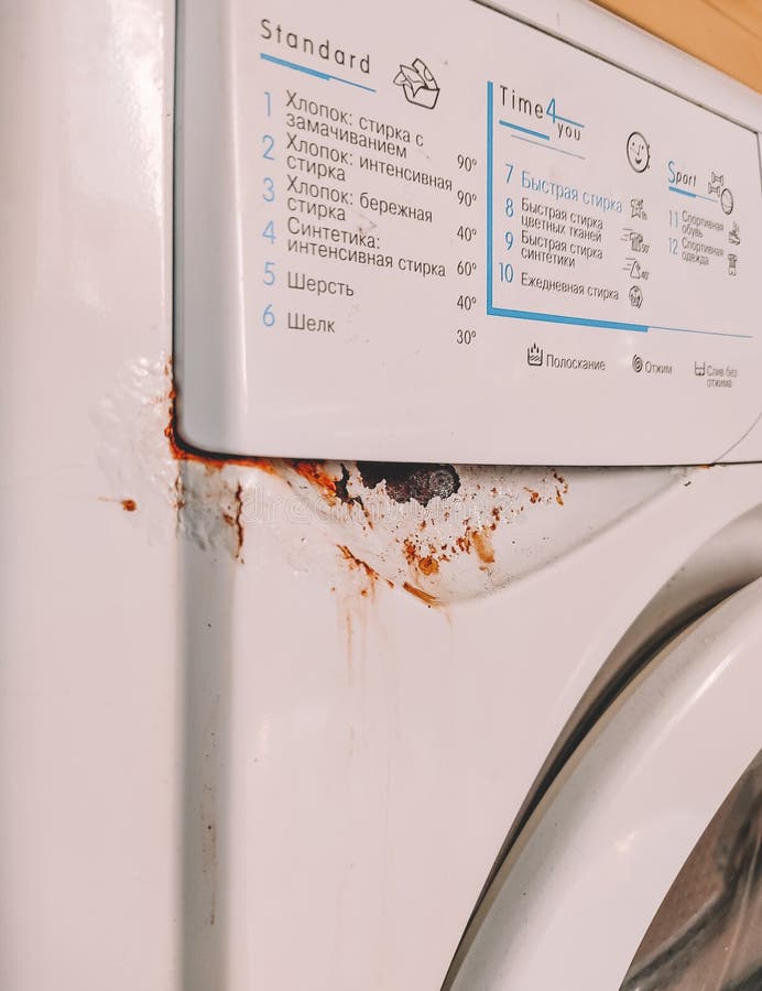 Rust on the Washing Machine Stock Image - Image of text, iron: 251439653