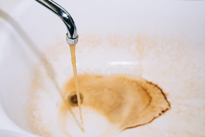 Rusty Water Flows from the Faucet in the Bathroom Stock Image - Image ...