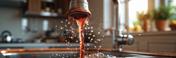 Rusty Water Flows from the Tap in the Kitchen Stock Illustration ...