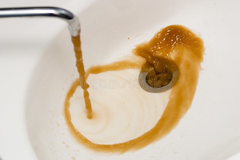 Dirty, Rusty Water Flows From The Tap Stock Photo - Image of bathroom ...