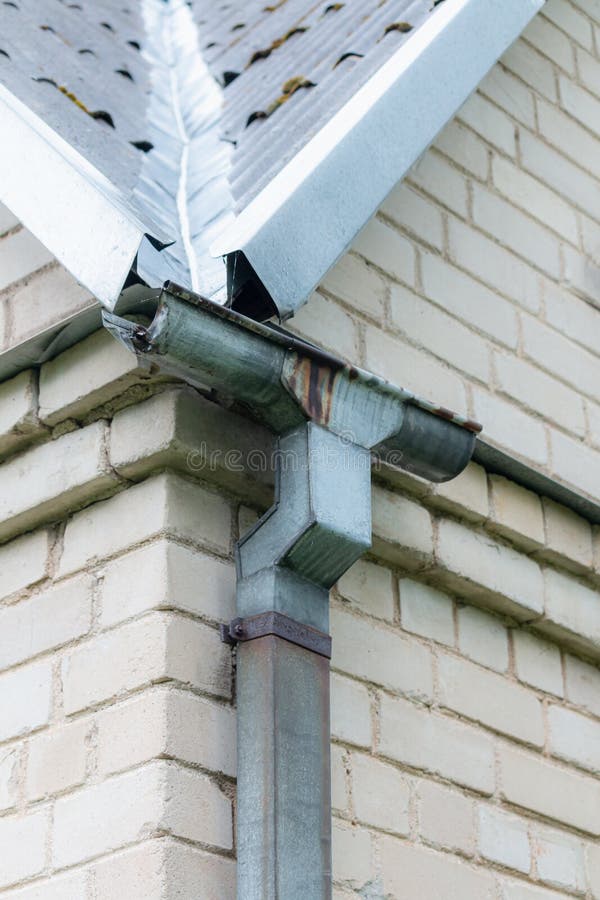 Rusty Water Gutter from the Roof - Lithuania Stock Photo - Image of ...
