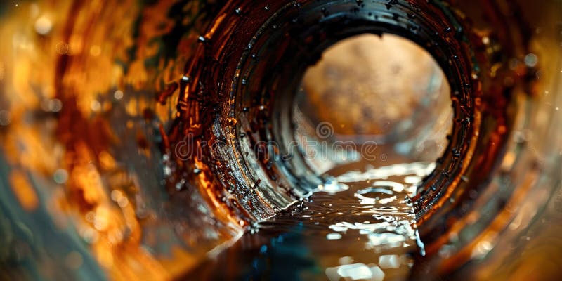 The Rusty Water Inside the Pipe Stock Image - Image of closeup ...