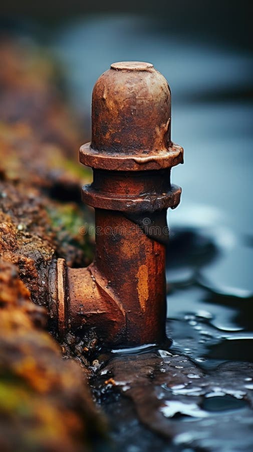A Rusty Water Pipe in the Water, AI Stock Illustration - Illustration ...