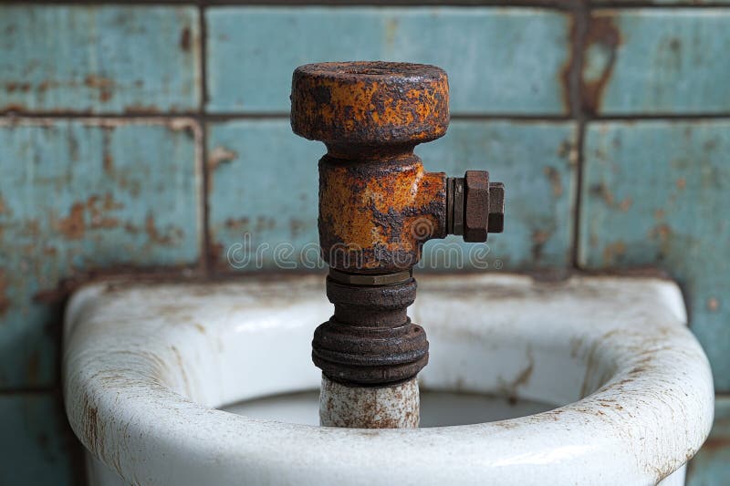Rusty Water Pipe on White Urinal Offers Unique Copy Space Stock ...