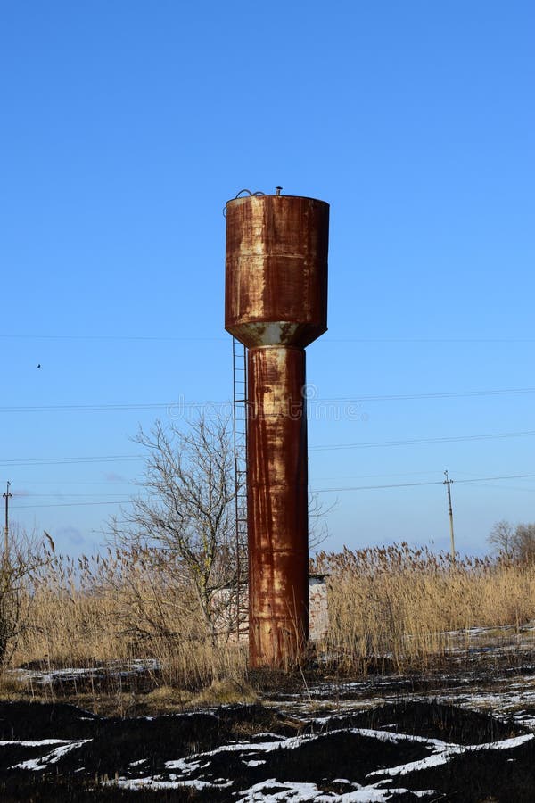 Rusty water tower stock photo. Image of outdoor, frame - 136349104