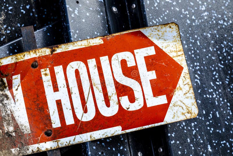 Rusty Weathered Old Open House Sign Stock Photo - Image of faded ...