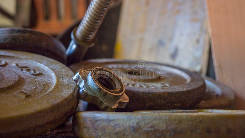 Rusty Weights Slowly Rust Left Abandoned on the Floor Stock Image ...