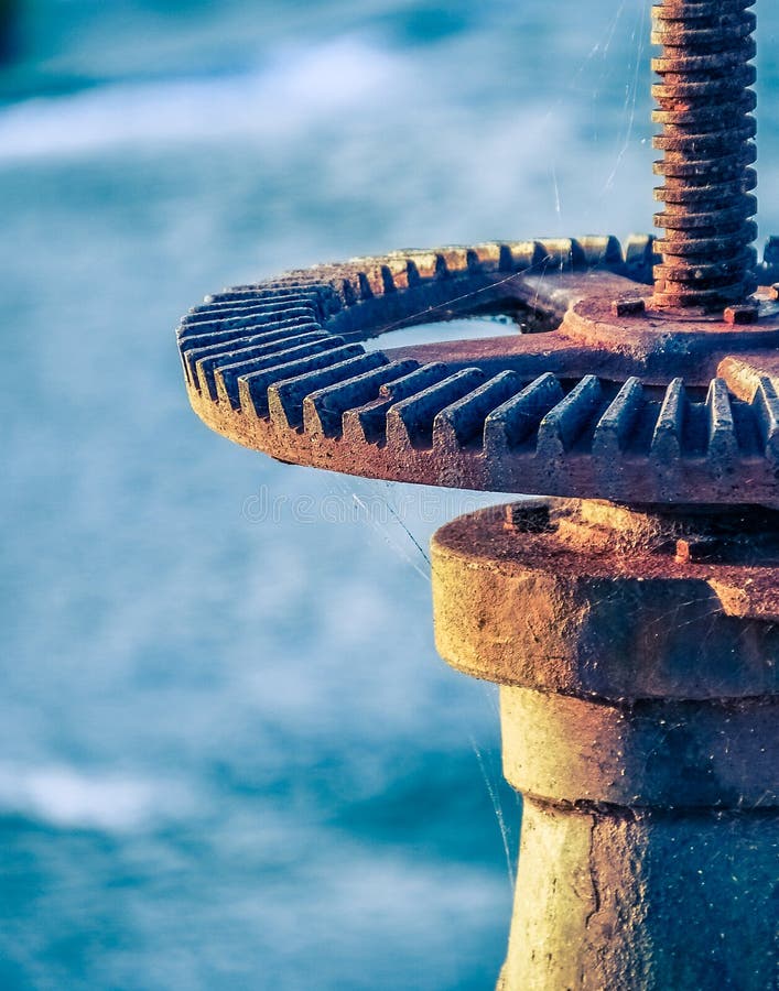 Rusty Wheel and Gear of Sluice Valve with Spider Web Stock Photo ...