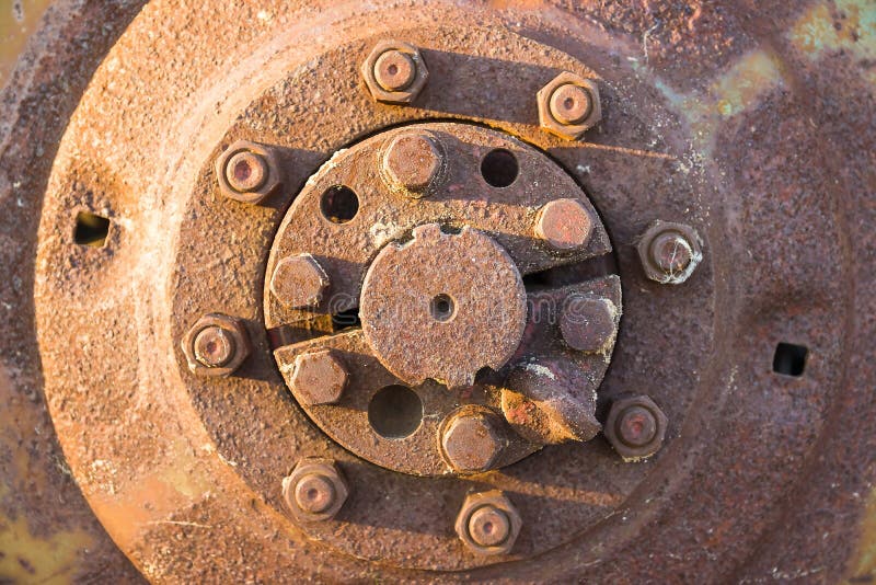 Rusty Wheel of Old Rusty Tractor on a Beach.Tractor for Pulling Boat ...