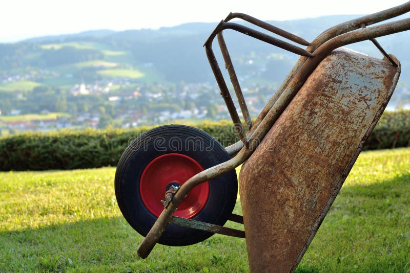 Rusty Wheelbarrow - Close-up Stock Image - Image of garden, rustiness ...