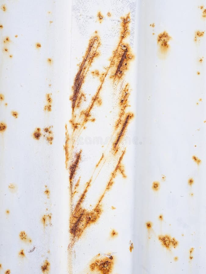 White Corrugated Iron Metal Texture with Rust Frame Corner on Surface ...