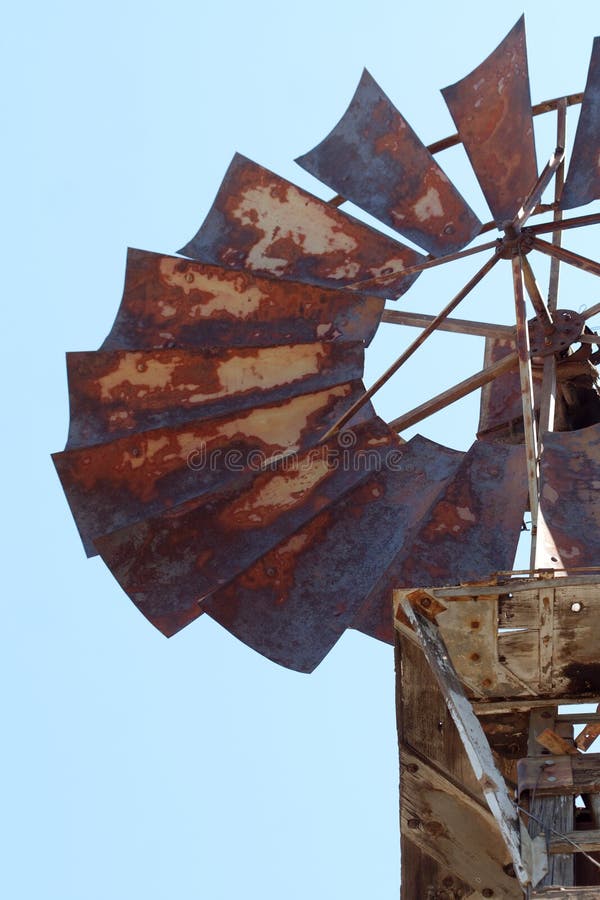 Rusty Windmill on Top of Hill in Pasture Stock Image - Image of ...